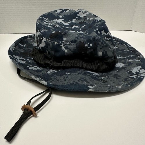 US Navy Blue Boonie Bucket Hat USN Military Issue Digital Camo Sz 7 3/4 ...