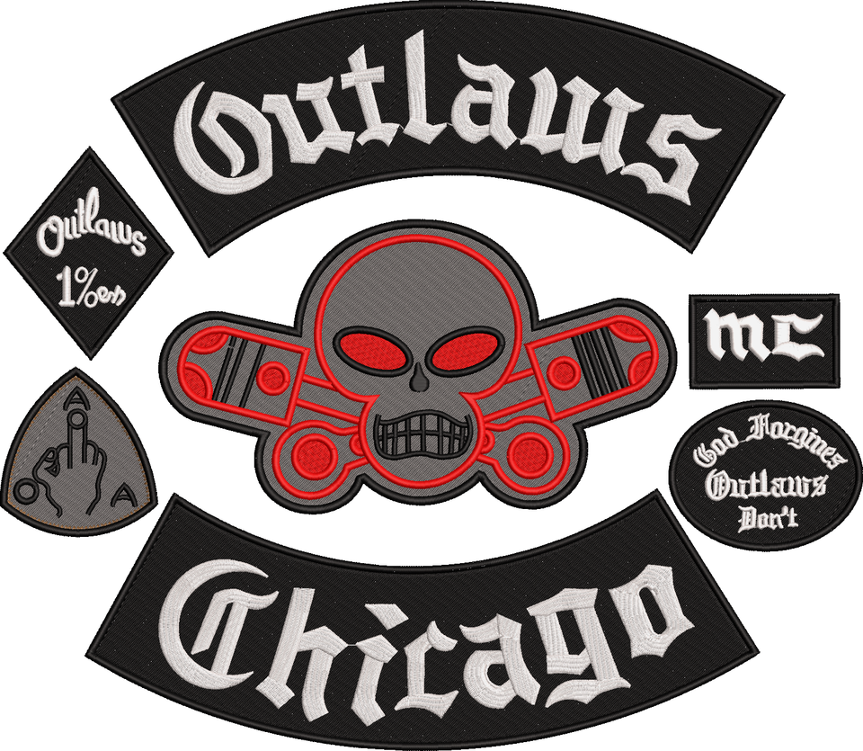 Outlaw Chicago Forgives Biker MC Patches Embroidered Iron / SewOn 35cm ...
