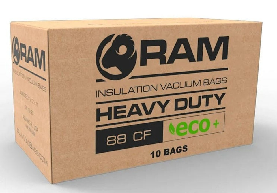 10 RAM HEAVY DUTY INSULATION VACUUM ECO+ GREEN BAGS 7'x4' 375lb / 88CF | eBay