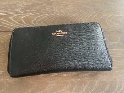 Coach 6649 Double Corner Zip Leather Wallet - Black 195031083853 | eBay