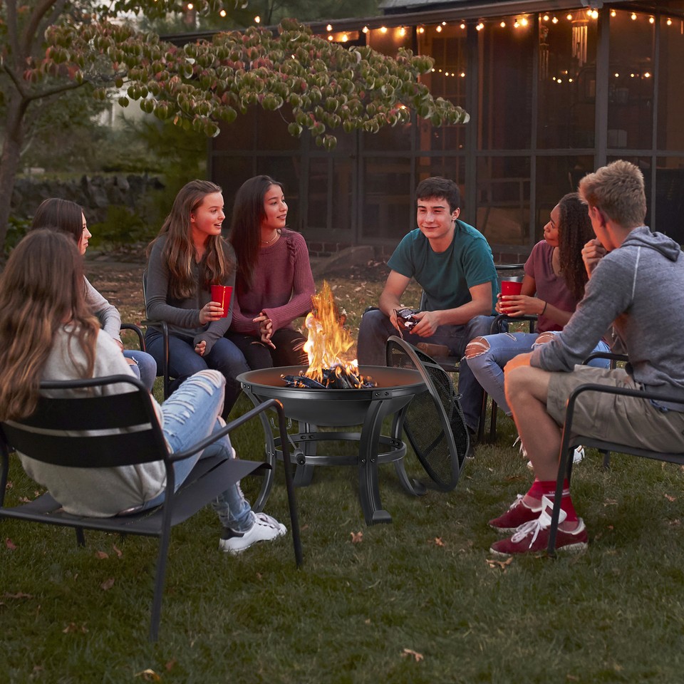 22" Fire Pit Heater Backyard Wood Burning Patio Deck Stove Fireplace ...