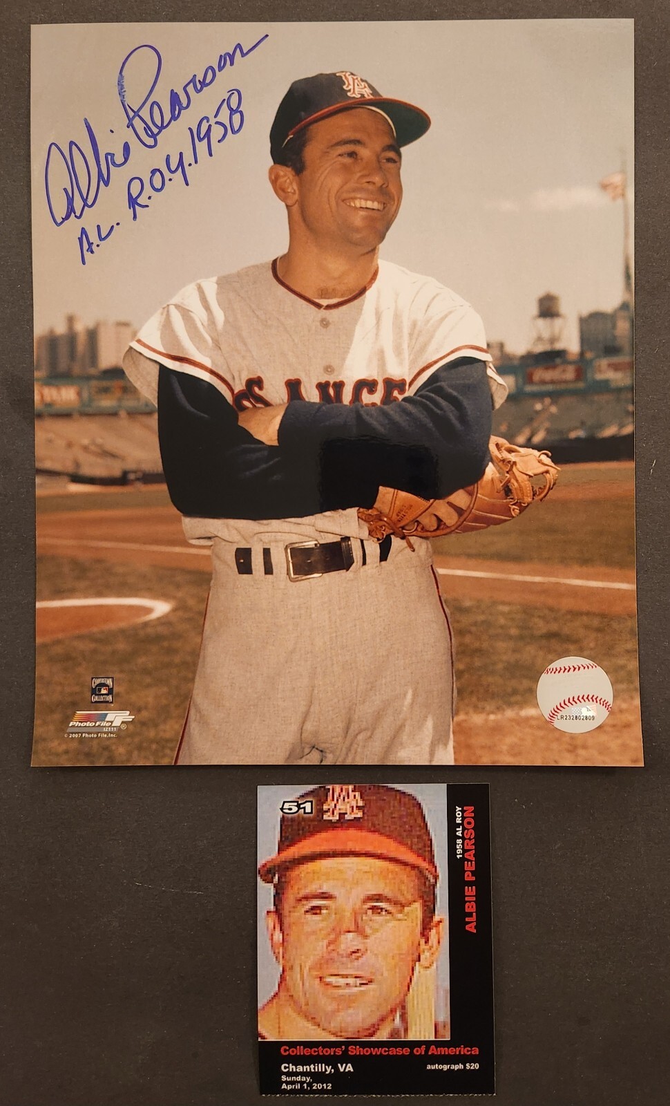 ALBIE PEARSON Autographed 8x10 Photo Signed IN-PERSON 1958 Rookie of ...