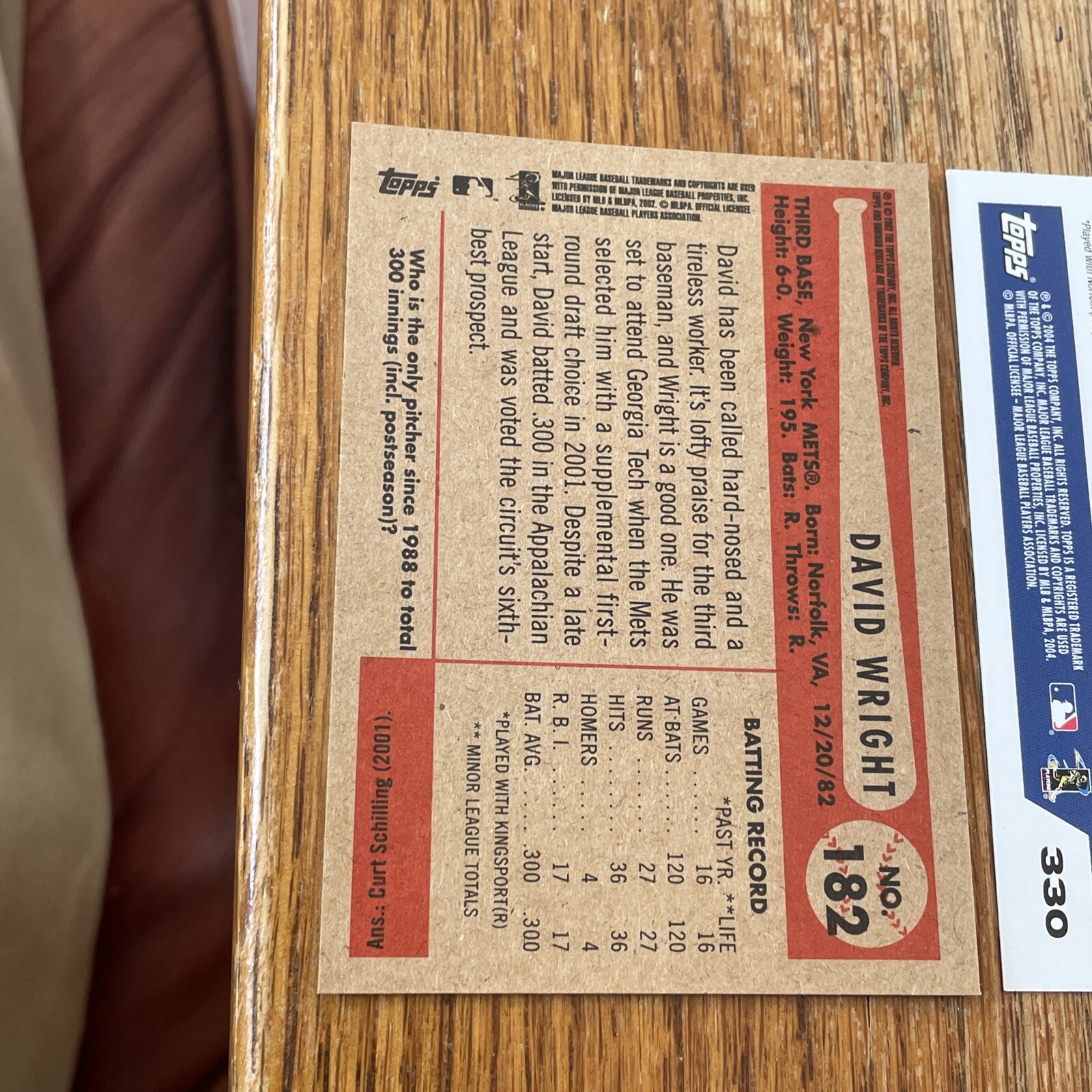 2002 BOWMAN HERITAGE DAVID WRIGHT ROOKIE #182 - NEW YORK METS- +2005 ...