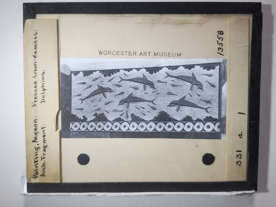 Dolphins, Frescoe From Knossos, Aegean Painting, Magic Lantern Glass ...