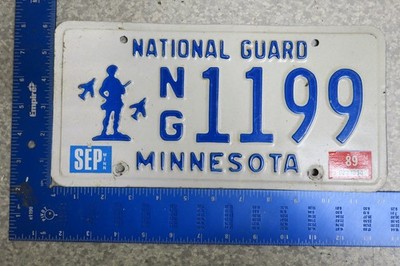 Minnesota License Plate Tag MN 1989 National Guard Veteran Graphic ...