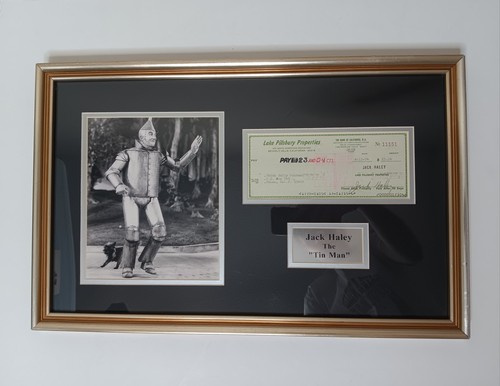 JACK HALEY Hand Signed Check Autograph Framed WIZARD OF OZ TIN MAN 22 ...