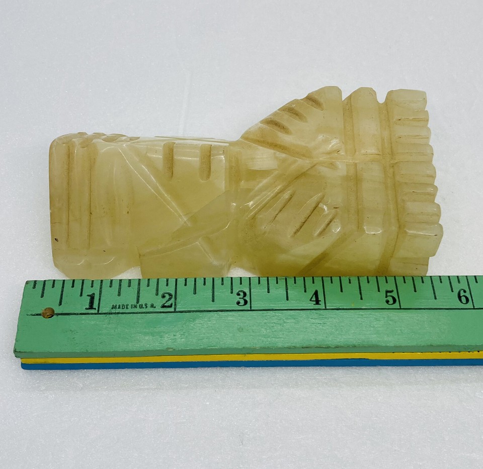 Vintage Aztec Tiki Marble Jade Stone Carved Paperweight Art Decor 21 | eBay