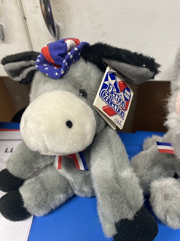 1996 Gibson Election Collection Plushes Republican Elephant Democrat ...