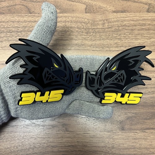 Hell Hog Badges Emblem Yellow Eye Numbers | 2 Badges | Adhesive ...