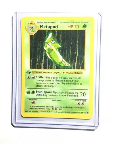 NM 1st edition Pokemon METAPOD Card BASE Set 54/102 First ed Shadowless ...