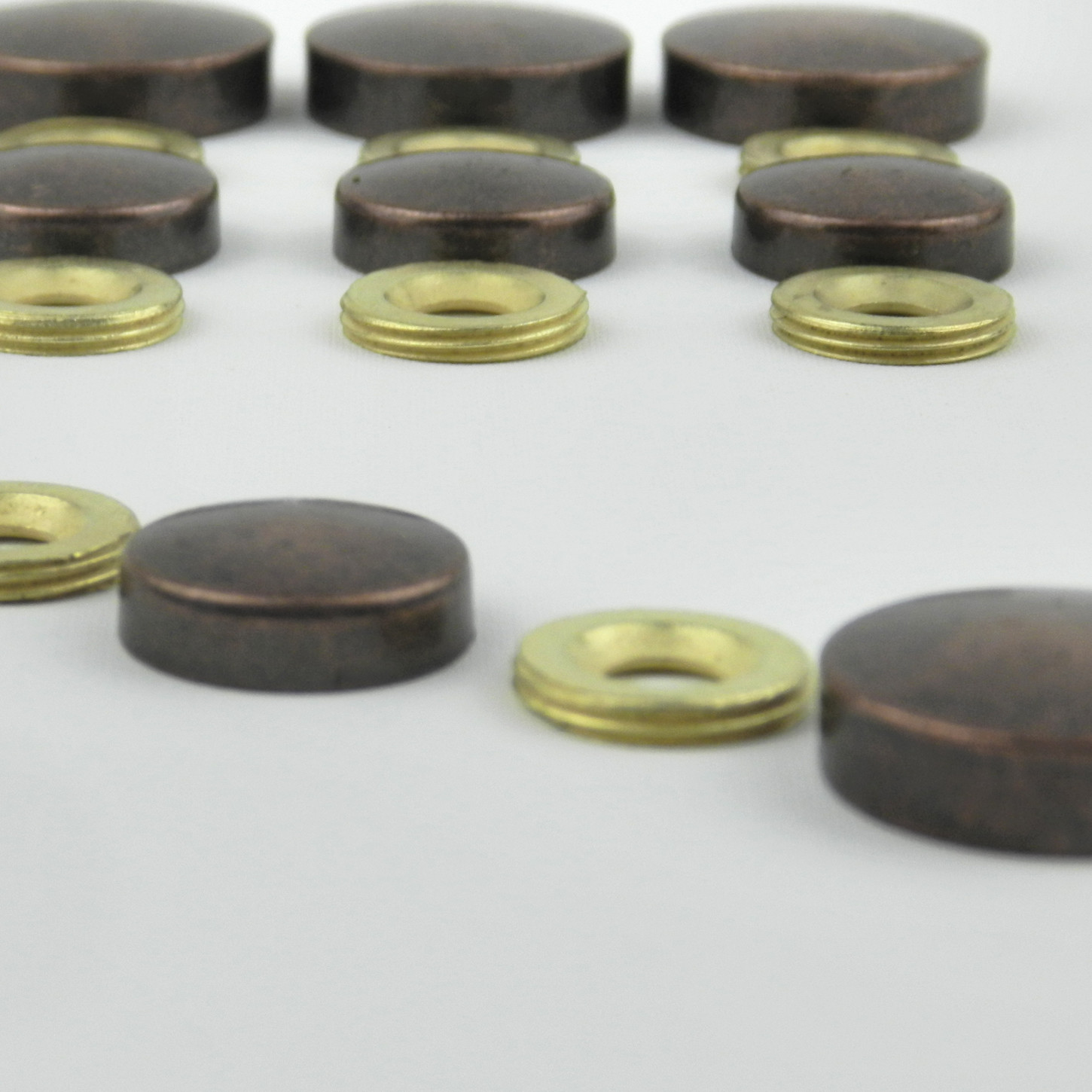 Threaded Rustic Brown Dome Screw Snap Caps Covers Electroplated Display ...