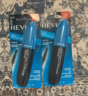 2 Revlon Mega Multiplier Mascara, Smudgeproof Eye Makeup, 804 Plum ...