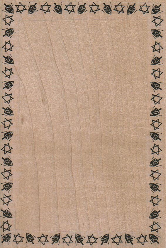 Jewish Border 4 x 5 3/4" Rubber Stamp, Dreidel, Star Of David, Hanukkah ...