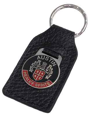 Austin Healey Sprite (Bugeye Frogeye) logo key ring / fob - leather and ...