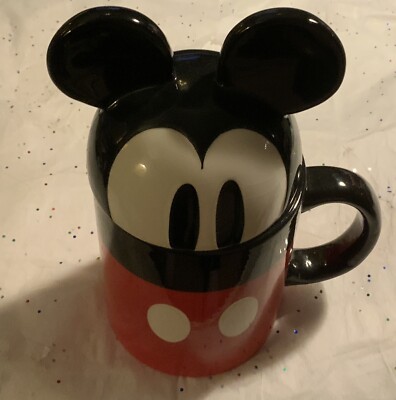 Disney Ceramic Mickey Mouse Coffee Mug With Top | eBay