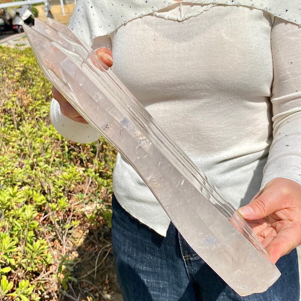 7.93LB Natural Clear Transparent White Quartz Crystal Obelisk Wand ...