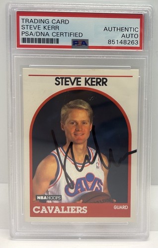 Steve Kerr Signed 1989 NBA Hoops RC Card #351 NBA Warriors Slabbed Auto ...