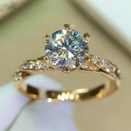 Fashion Wedding 18k Yellow Gold Plated Ring Cubic Zirconia Women Gifts ...