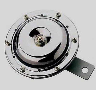 12v Universal Silver High Tone Twin Terminal DISC HORN CHROME Look 12 ...