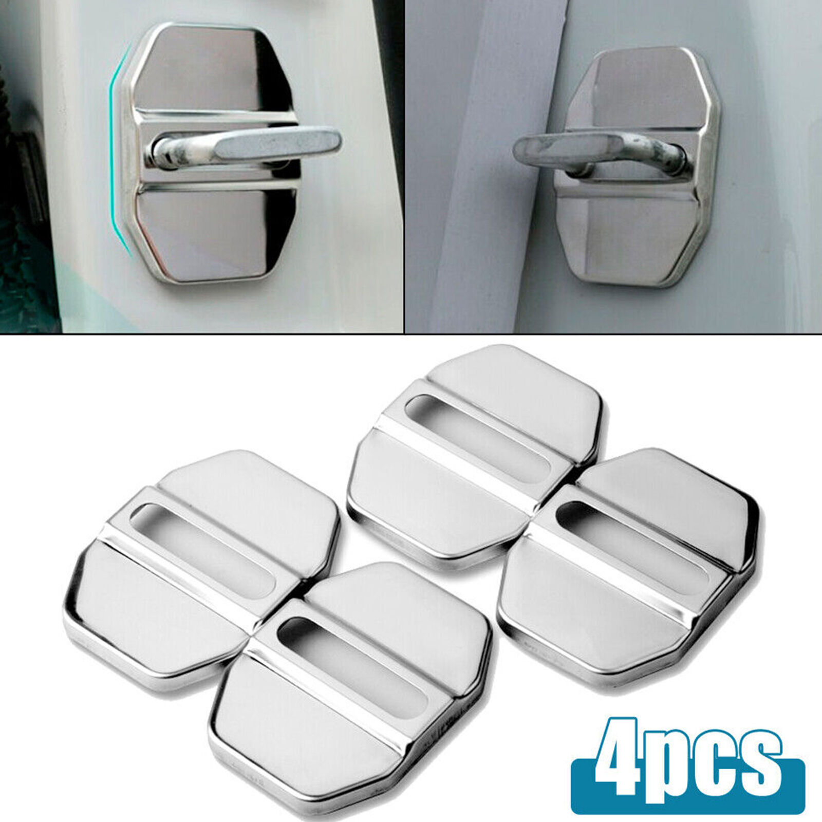 4x Car Interior Accessories Metal Car Door Lock Protective Cover Decor ...