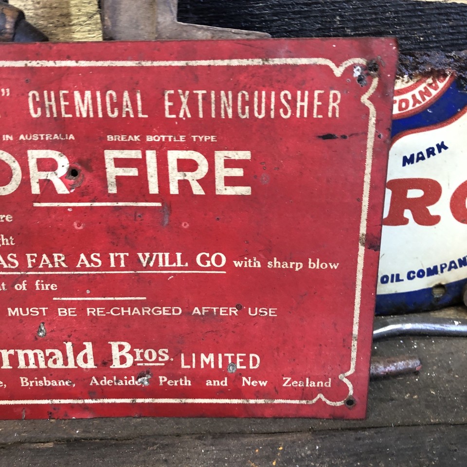 The “Simplex” Extinguisher FOR FIRE Screenprint Small Sign Tin WORMALD ...