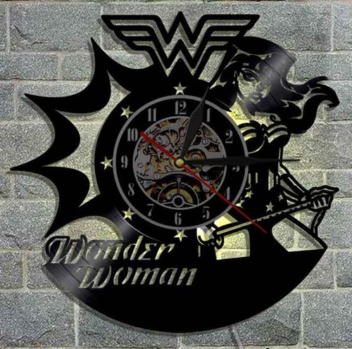 Wonder Woman LED Light Remote Control Vinyl Record LP Wall Clock Decor ...