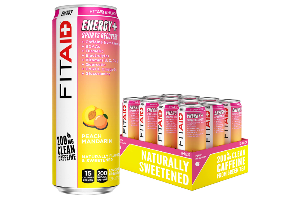 FITAID ENERGY, 200mg Natural Caffeine, Keto, Peach Mandarin, 12-oz ...