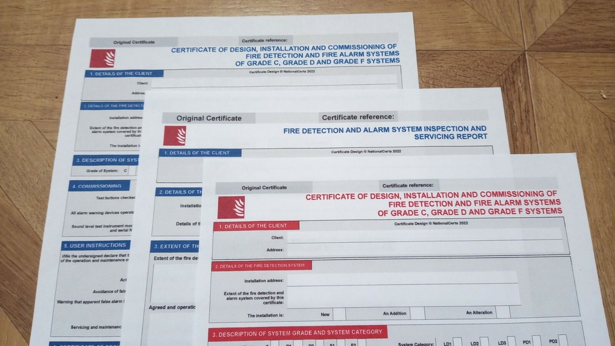Certificate Of Alarm System Installation