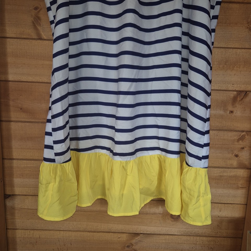 Ladies Lightweight Summer Beach Stripy Dress Size 20-22 Blue White ...
