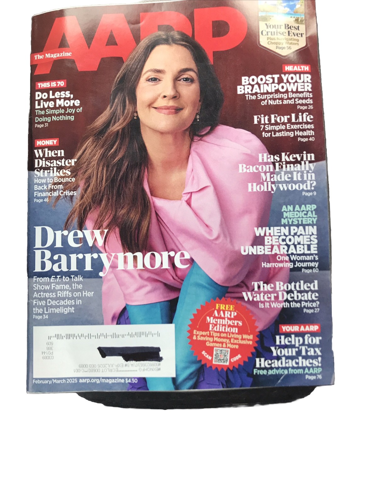 AARP The Magazine - Drew Barrymore Cover - February /March 2025 | eBay