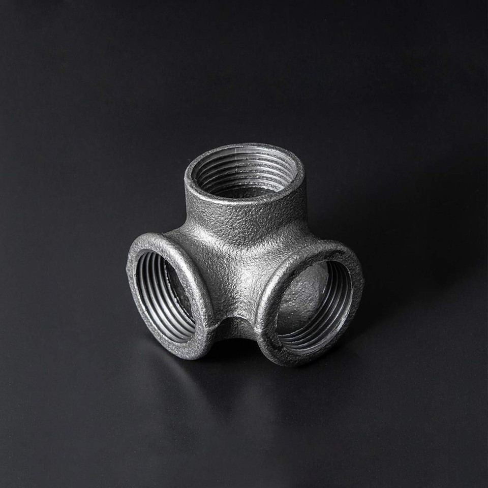 3/4" 3-Way Side Outlet Elbow, Cast Malleable Iron 3 Way Corner Pipe ...