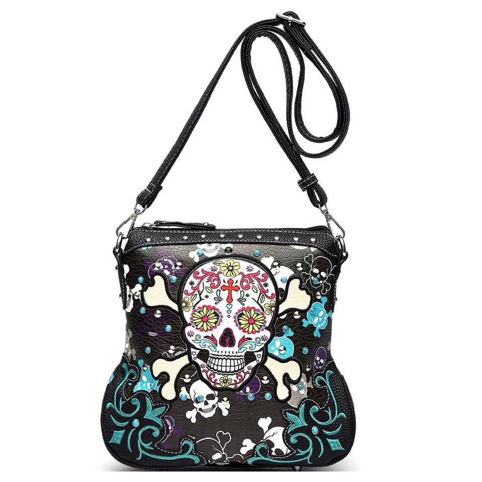Sugar Skull Day of the Dead Crossbody Handbag Women Purse Concealed ...