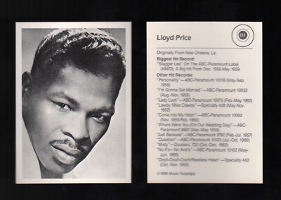 Lloyd Price 1986 Music Nostalgia Trading Card #223 (NM-MT) | eBay