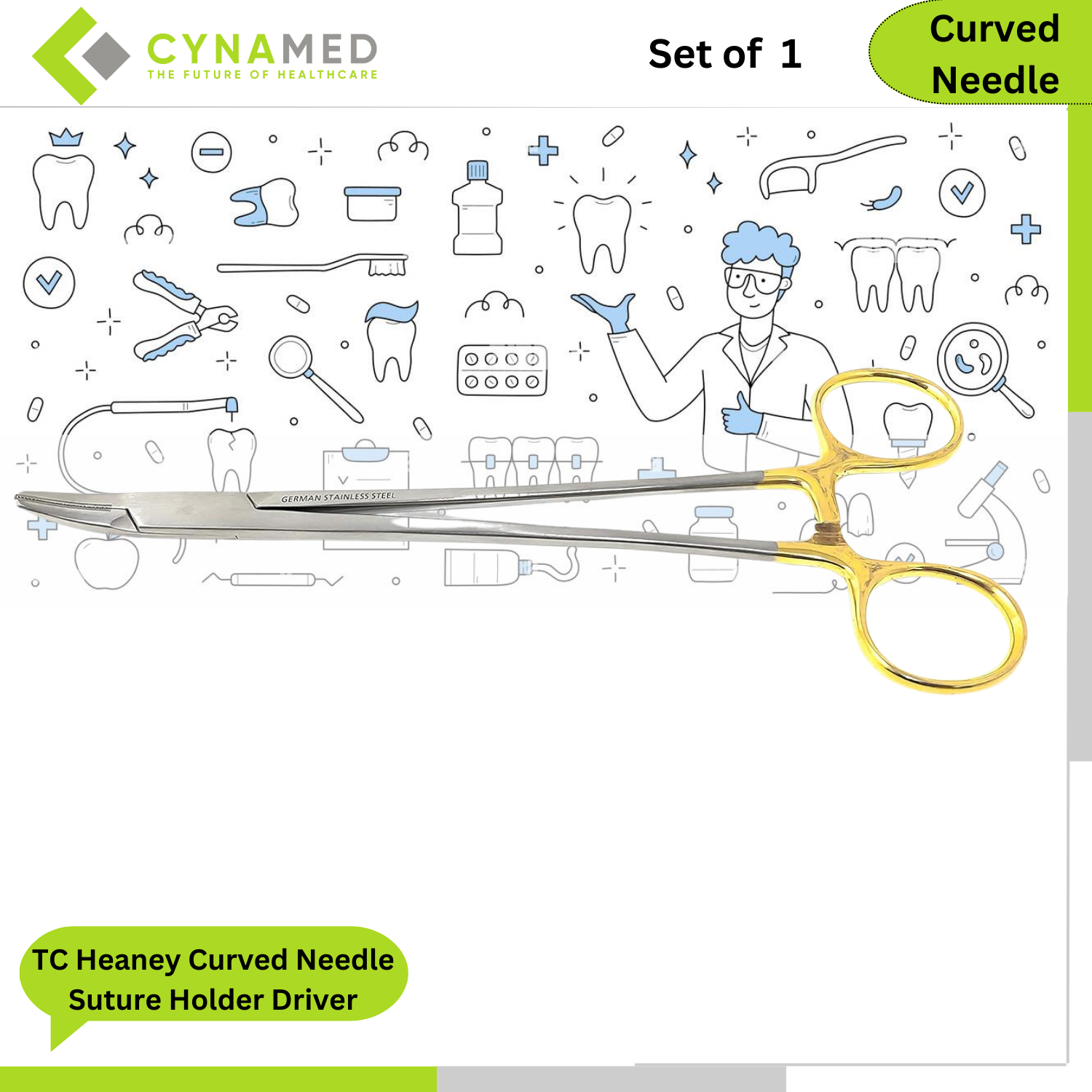 Cynamed Stainless Steel Gold Rings TC Heaney Curved Needle Suture ...