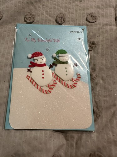 Papyrus 3D Adorable Glitter “Wife” Snowmen & Snowwomen Christmas Card ...