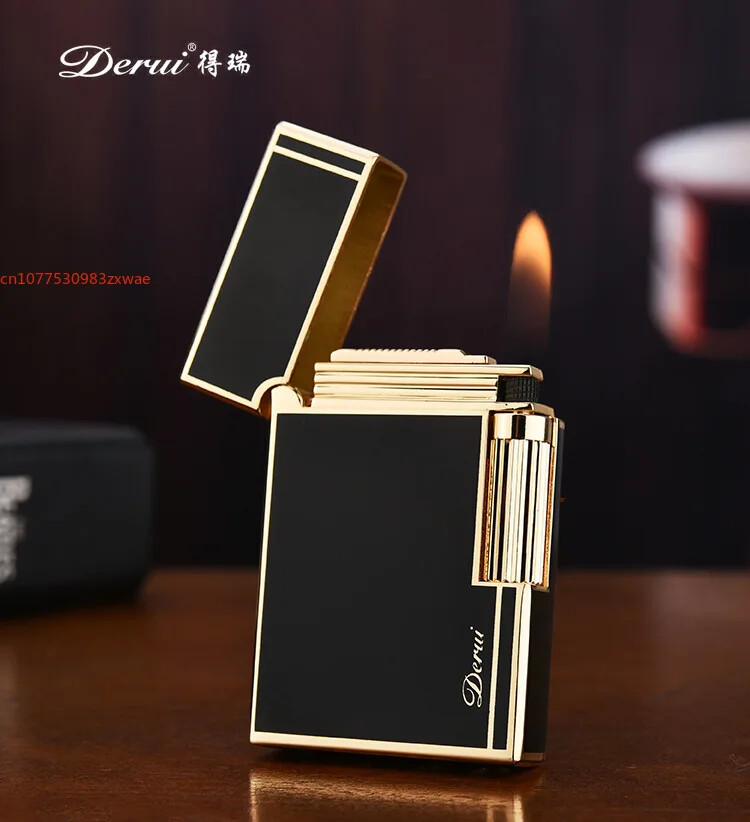 Genuine Derui Inflatable Lighter Metal Butane Gas Lighter Side-sliding ...