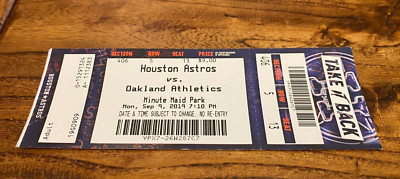Astros vs A's FULL Ticket 9/9/2019 SEVEN Home Runs Alvarez 2 HRs ...