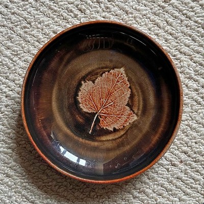 Vintage Wold hand thrown pottery dish, leaf design | eBay UK