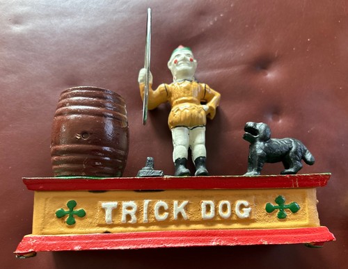 Vintage Trick Dog Cast Iron Mechanical Coin Bank Reproduction | eBay