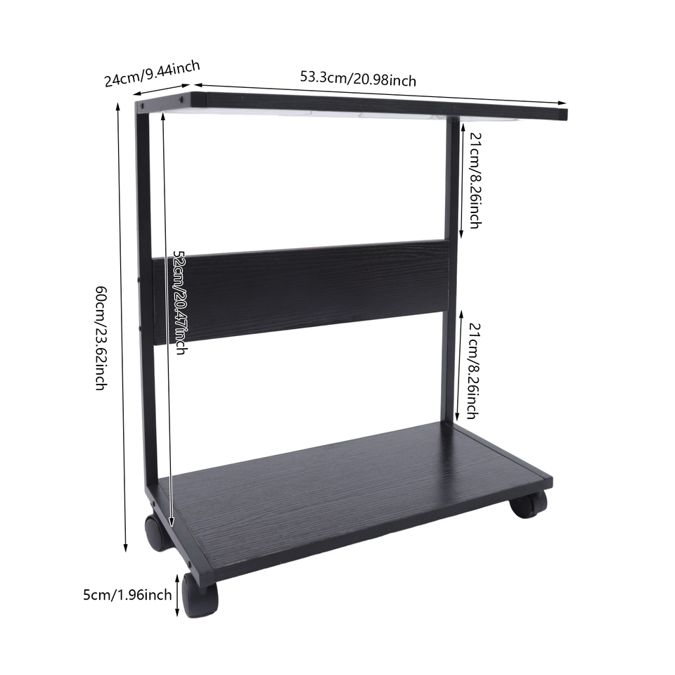 2-Tier Computer Tower Stand Mobile Under Desk CPU Holder Cart with ...