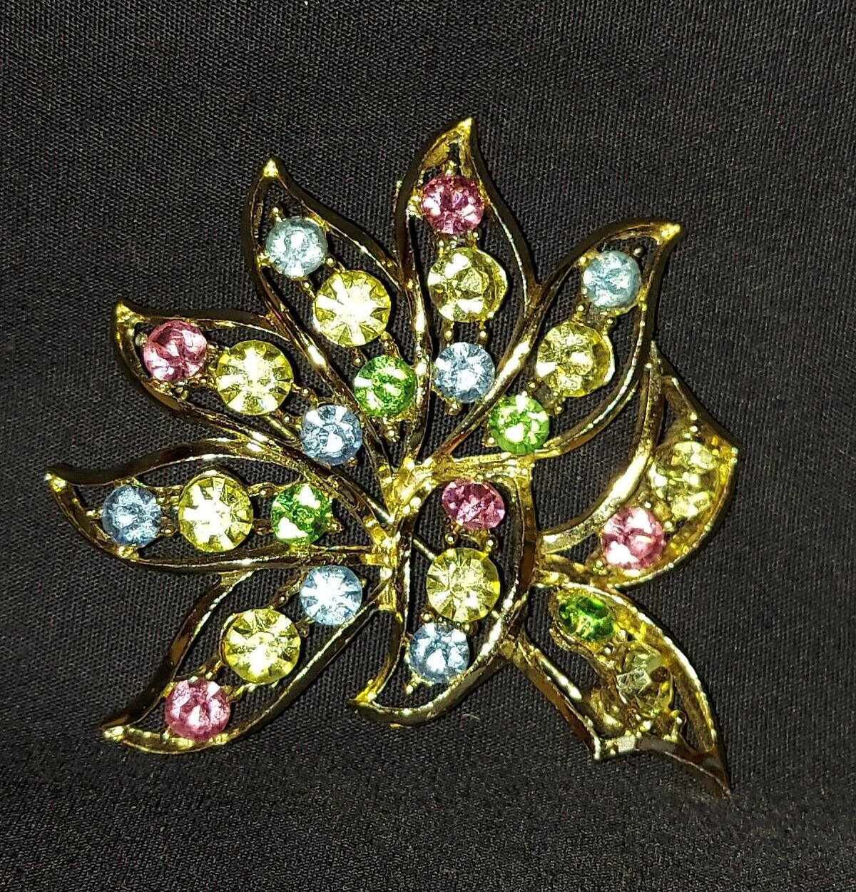 Spectacular Vintage Gold Tone Multi-Color Rhinestone … - Gem