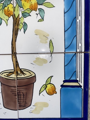 Ceramic Tile Mural Backsplash Lemon Tree Wall Mosaic Deco Hand Painted ...