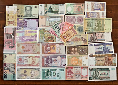 Lot of 35 Foreign Banknotes - World Paper Currency - Circulated and ...