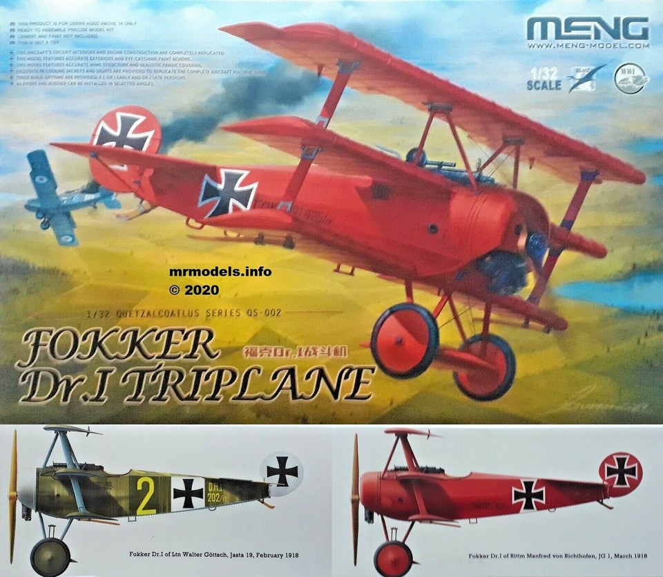 Meng 1/32 Fokker Dr.I Triplane New Plastic Model Kit 1 32 QS-002 QS002 ...