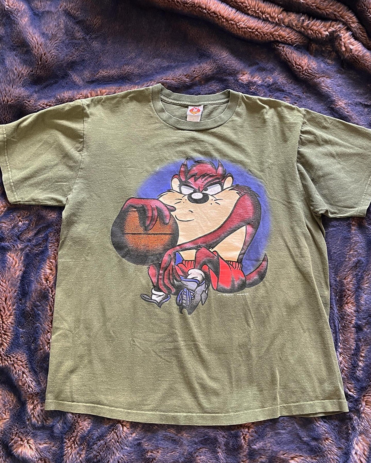 Vintage 1995 Taz Attack Looney Tunes Green T-shirt Si… - Gem