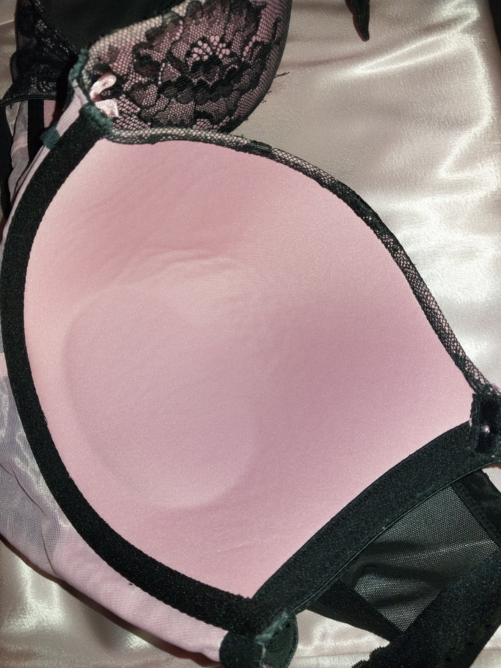 VTG 38G PINK BLACK CORSET PUSH UP BRA METAL BONE IN GLAM BURLESQUE ...