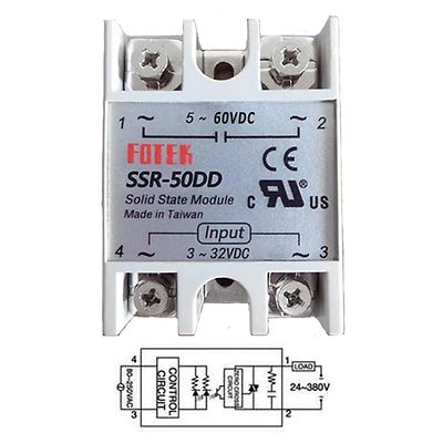 Output 5V-60VDC SSR-50DD 50A DC-DC Fotek Solid State Relay for Arduino ...