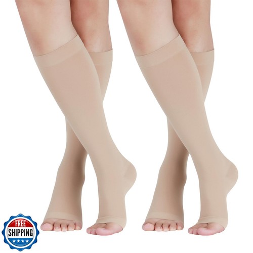 LIN PERFORMANCE Compression Socks for Women and Men 15-20 mmHg 2 Pairs Knee H | eBay
