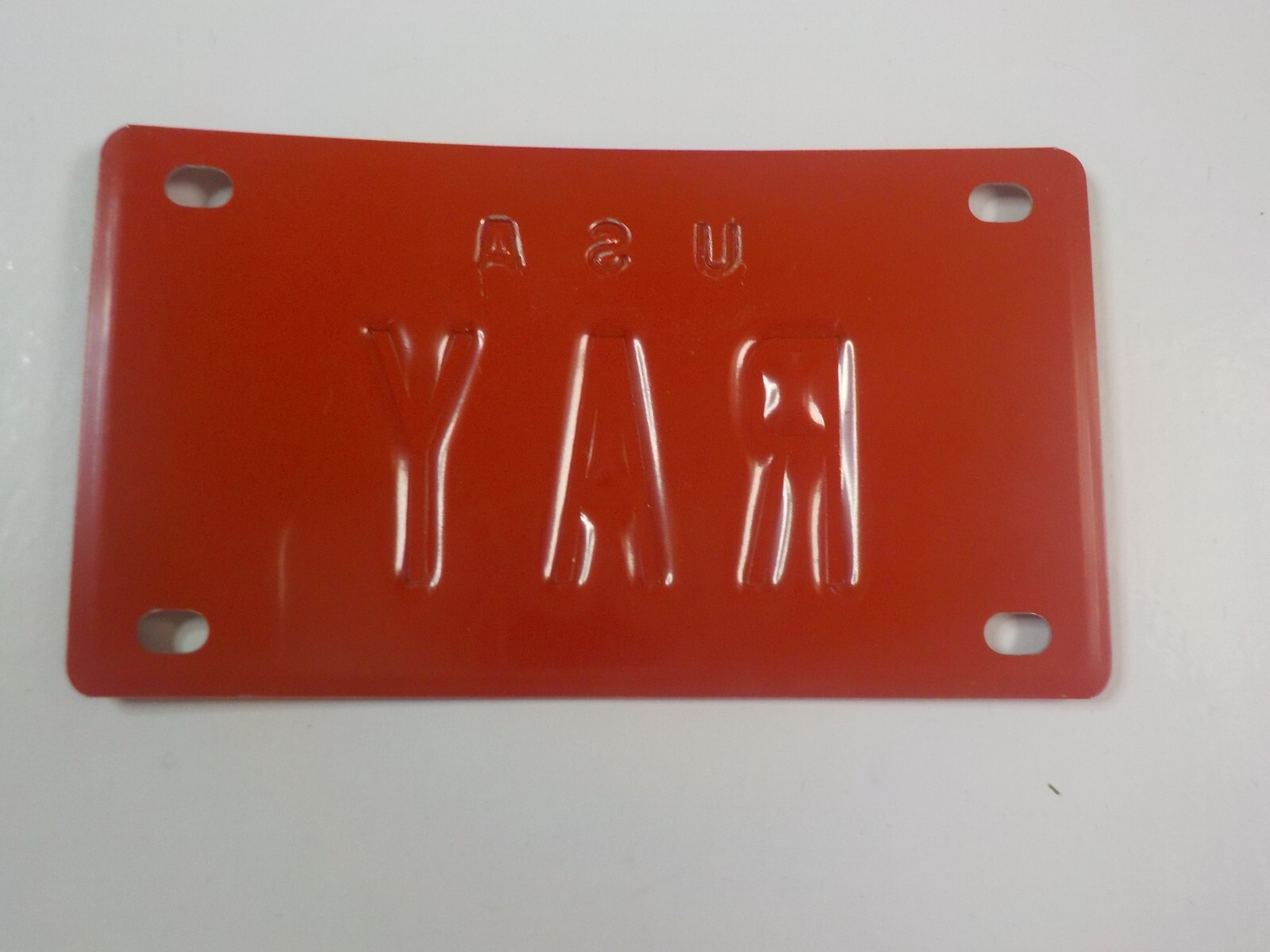 NAMEPLATE BICYCLE LICENSE PLATE RAY 1950'S RED VTG | eBay