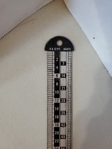 Ruler Agate 6 & 12 PT Steel H.B. Rouse & Co Chicago USA Time Savers for ...